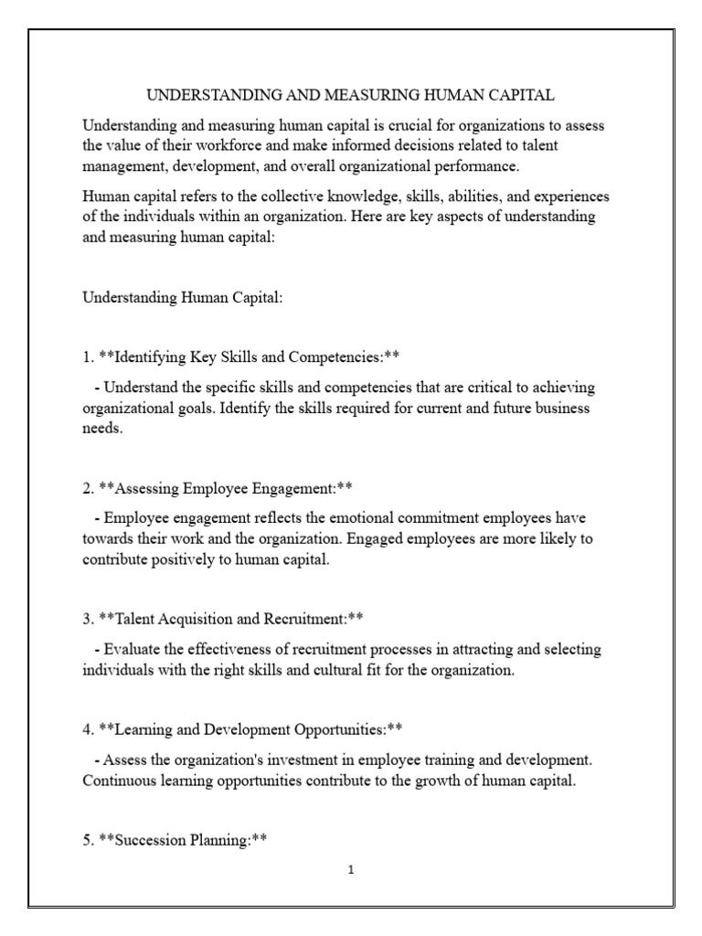 Understanding And Measuring Human Capital Pdf Human Capital Employee Retention
