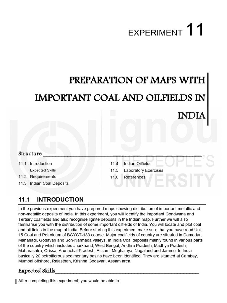 Experiment- 11 Preparation of maps showing important Coal and oilfields in India | PDF ...