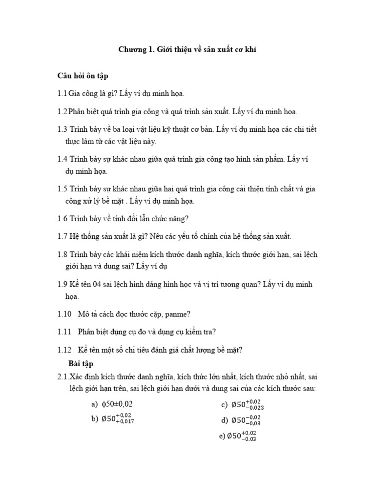 Bai Tap Chuong 1 | PDF