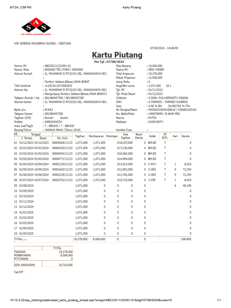 Kartu Piutang | PDF