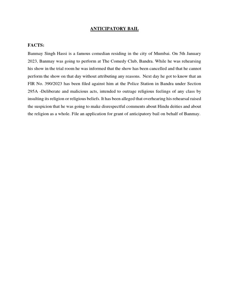 Anticipatory Bail | PDF | Affidavit | Bail