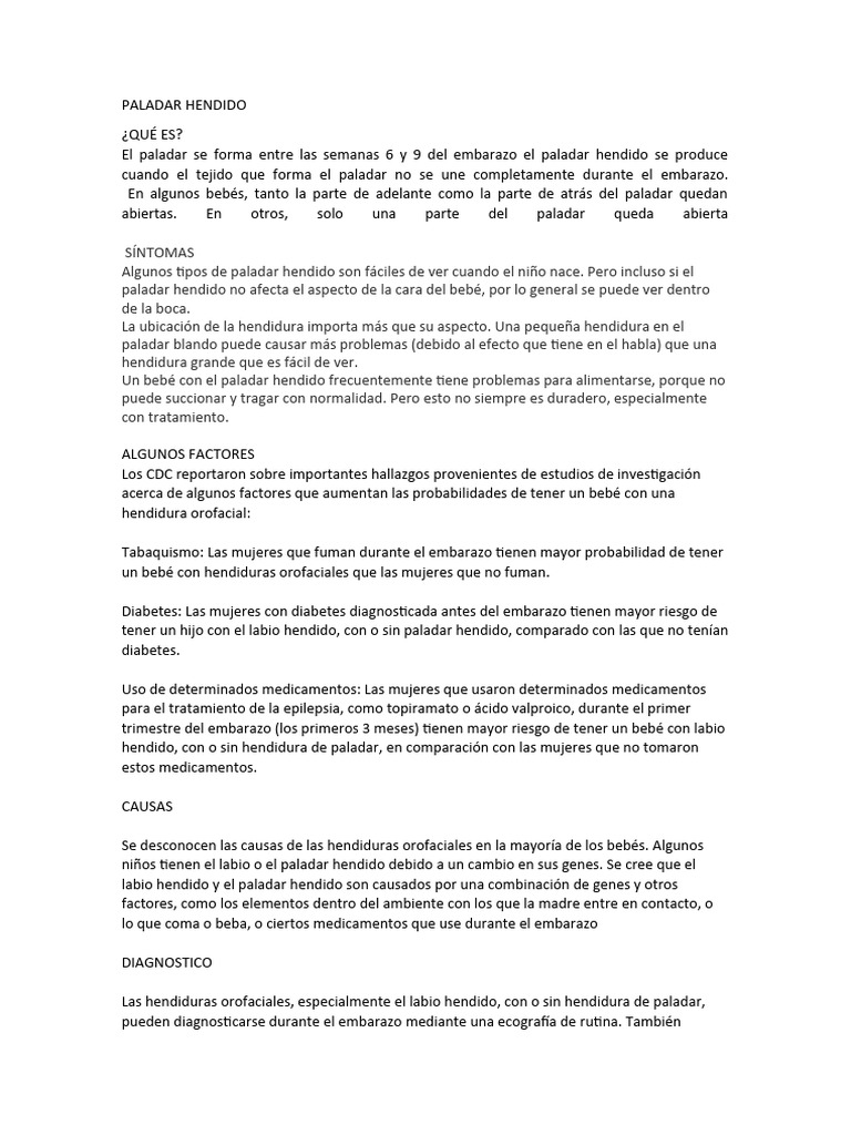 Paladar Hendido | PDF | El embarazo | Ciencias de la Salud