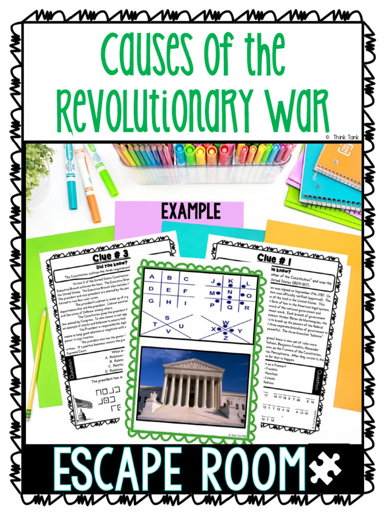 Causes of The Revolutionary War: Escape Room | PDF | Thirteen Colonies ...