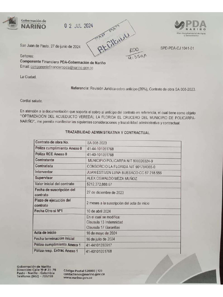 Oficio SPD Pda CJ 1041-01 | PDF