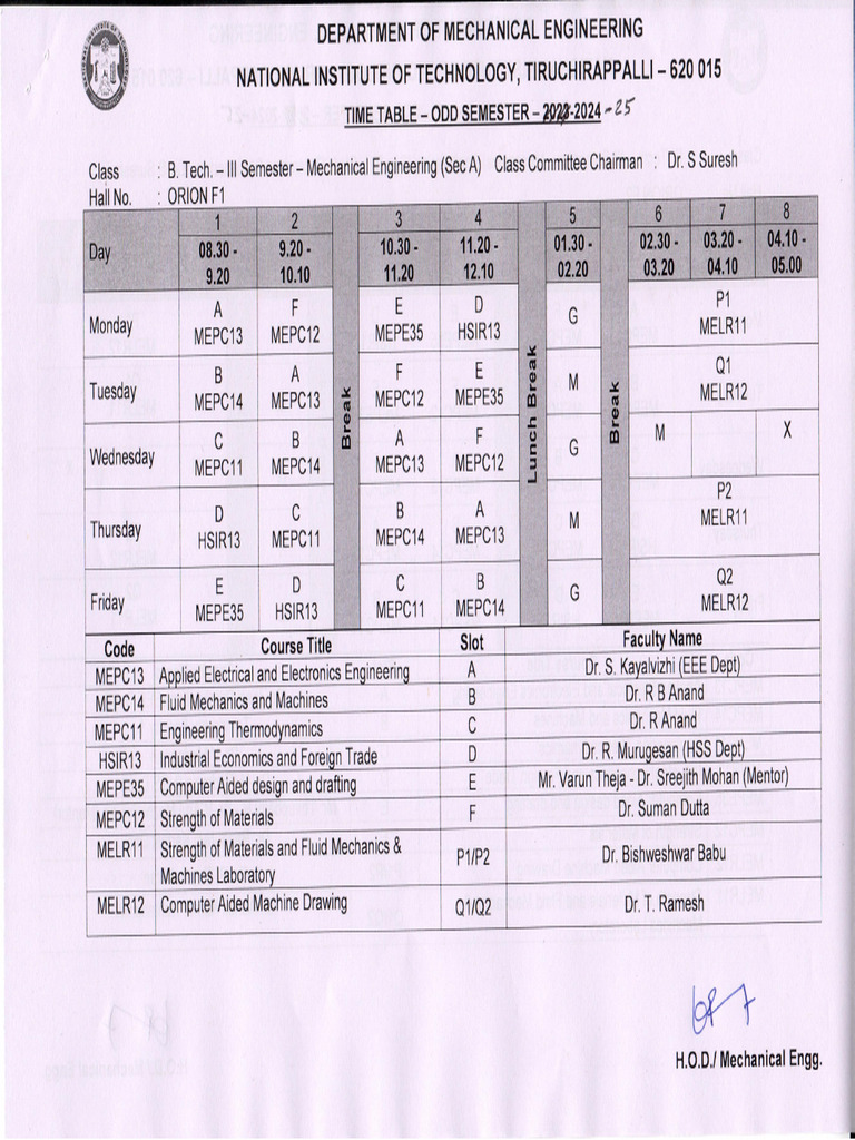 ME Timetable For July 2024 Session | PDF