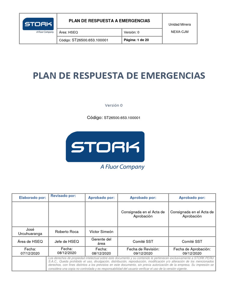 Plan de Respuesta Emergencia - NEXA 2021 | PDF | Primeros auxilios ...