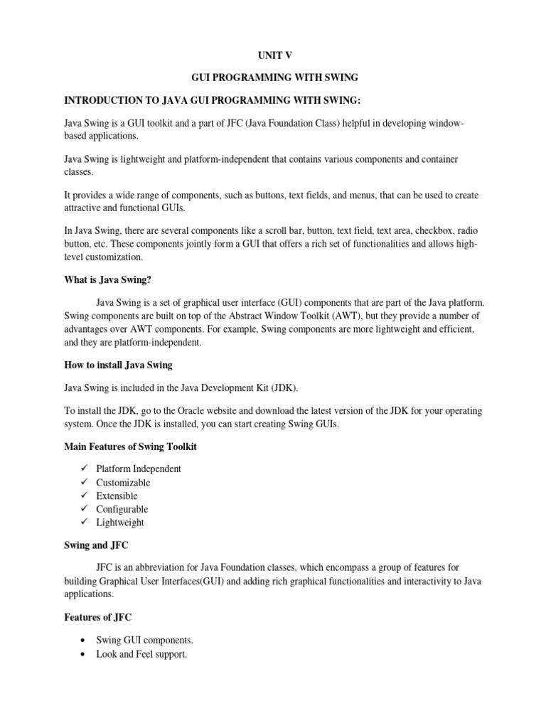 Java Unit V | PDF | Java (Programming Language) | Java Platform Java Unit V | PDF | Java (Programming Language) | Java Platform