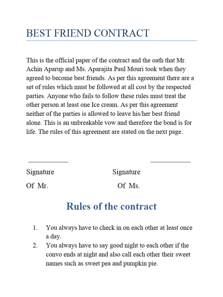 Best Friend Contract | PDF