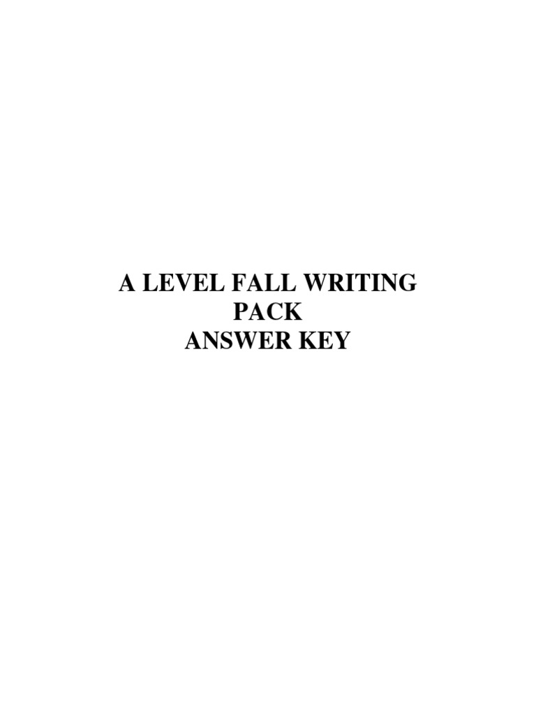 A Level 2023-2024 Fall Writing Extra Pack Answer Key | PDF ...
