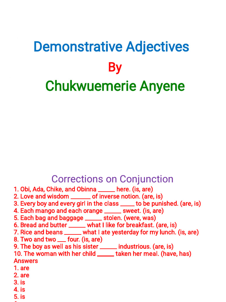 Demonstrative Adjectives | PDF | Noun | Adjective