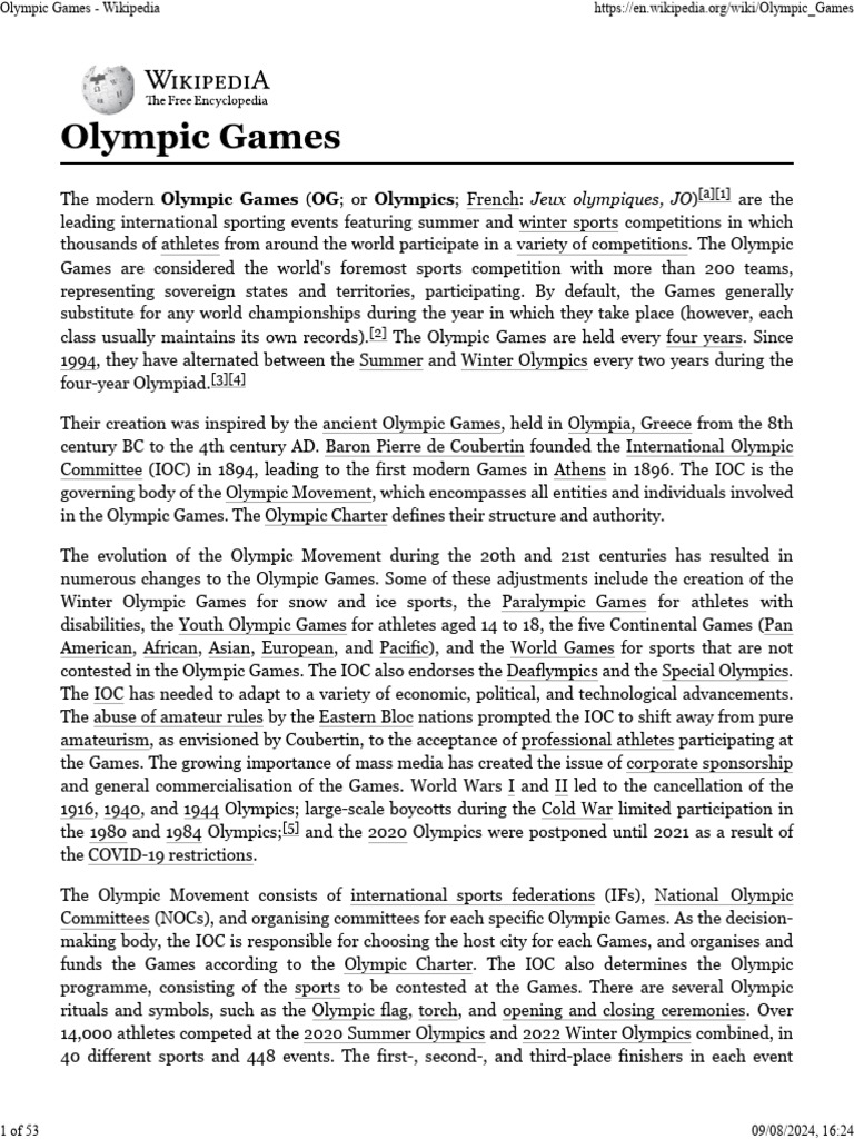 Olympics | PDF | Olympic Games | Paralympic Games