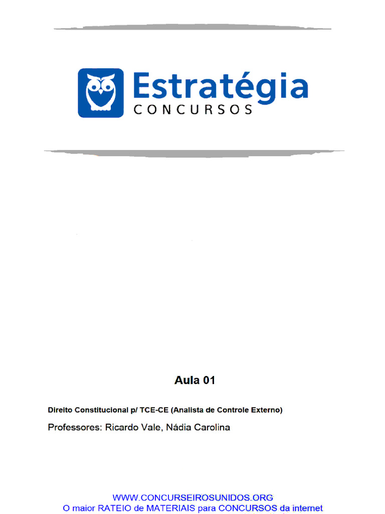 Tce Ce PDF Analista Direito Constitucional P Tcece Analista de Controle Externo Aula 01 | PDF