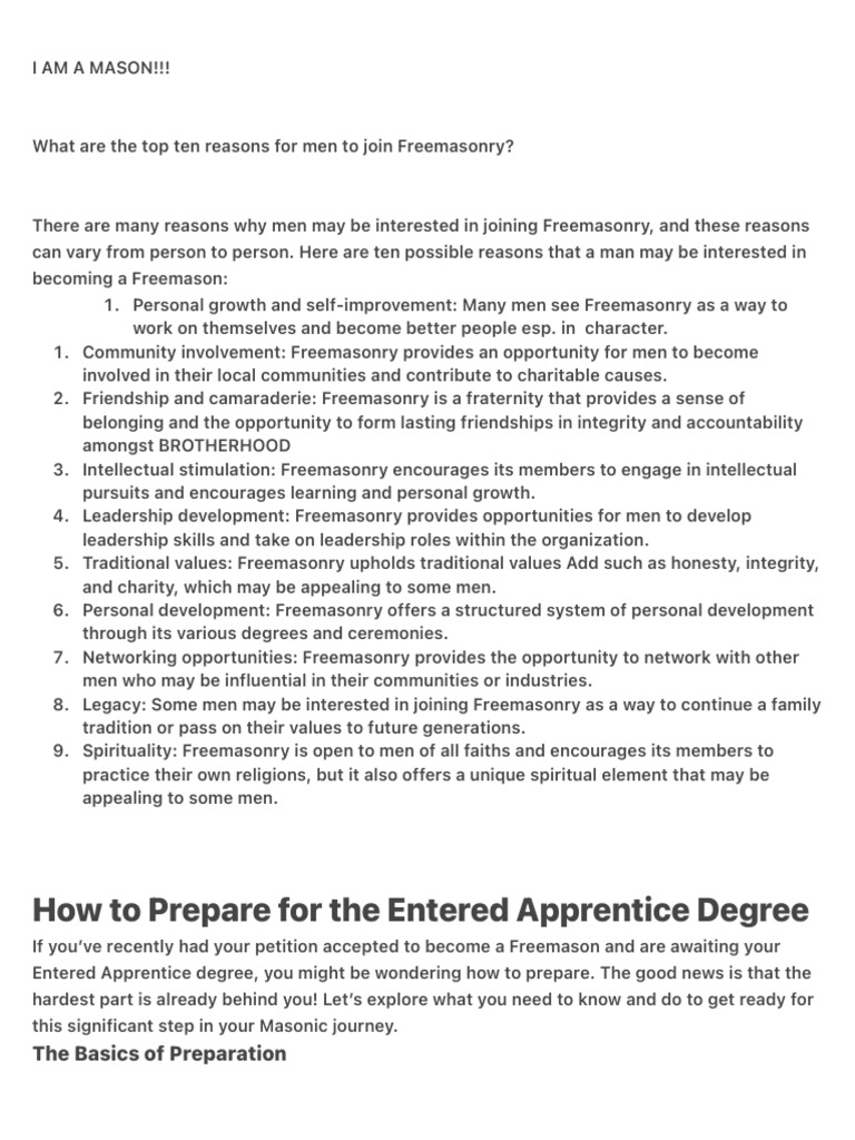 I Am A Mason!!! | PDF | Freemasonry | Masonic Lodge