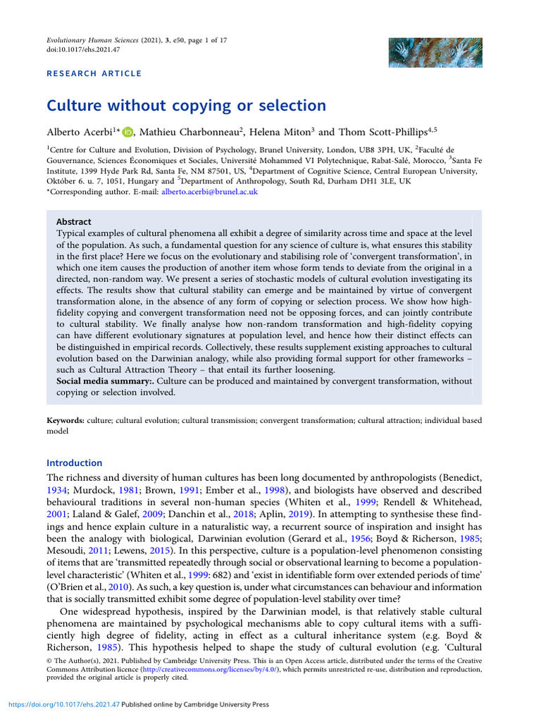 Cultural Stability via Convergent Transformation | PDF | Bias Of An ...