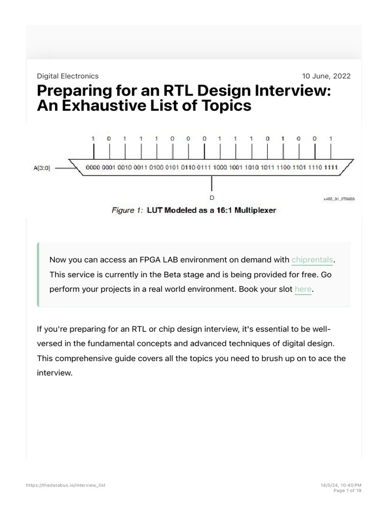 Preparing For An RTL Design Interview - An Exhaustive List of Topics - theDataBus | PDF ...