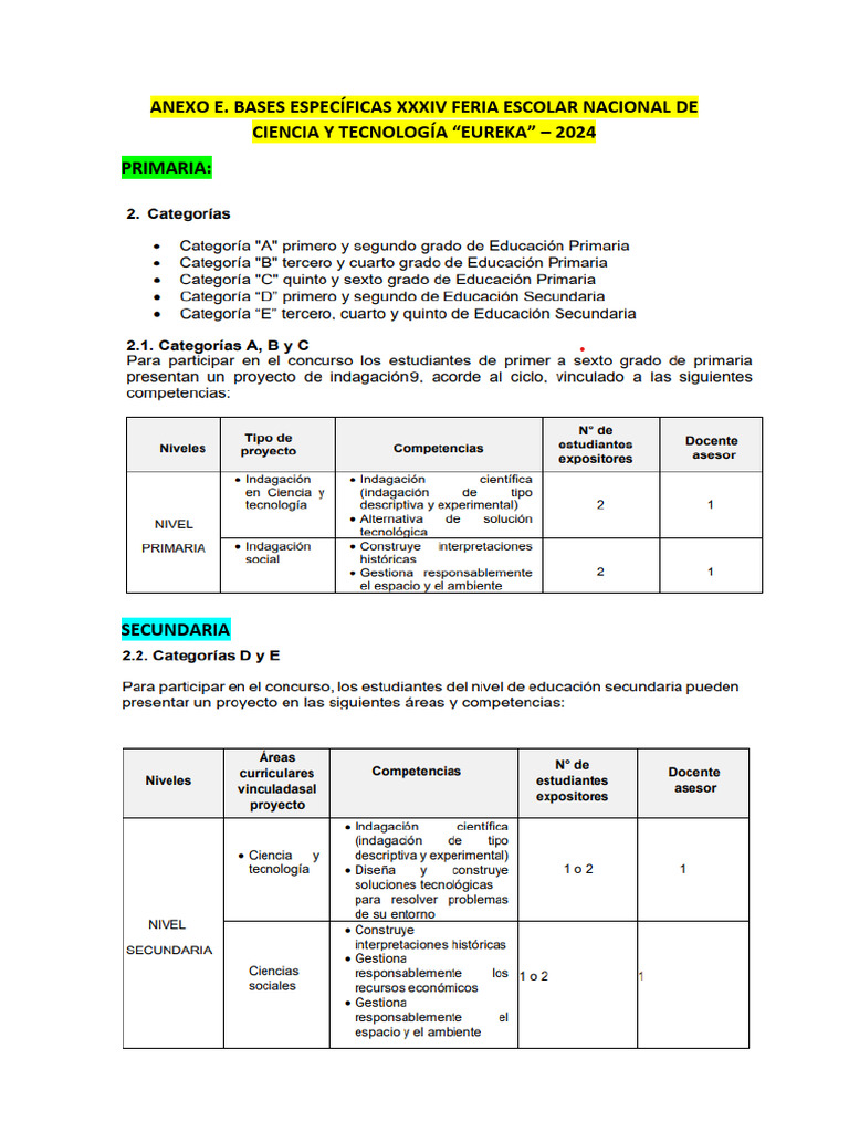 Bases Especificas Fencyt - 2024 | PDF