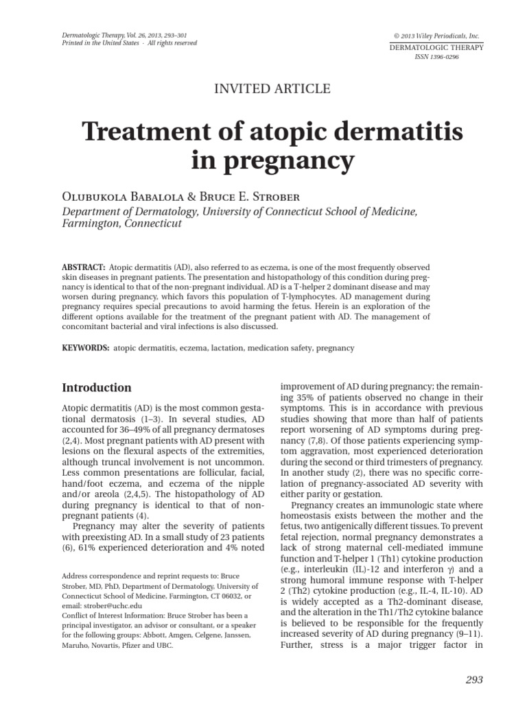 Treatment of Atopic Dermatitis in Pregnancy | PDF | Preterm Birth ...