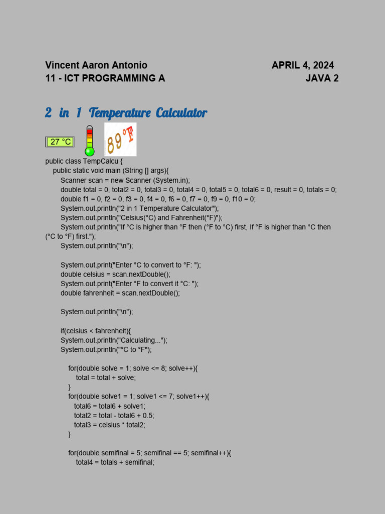 PT Java Unique System 4th Quarter Antonio | PDF | Fahrenheit | Computer Programming