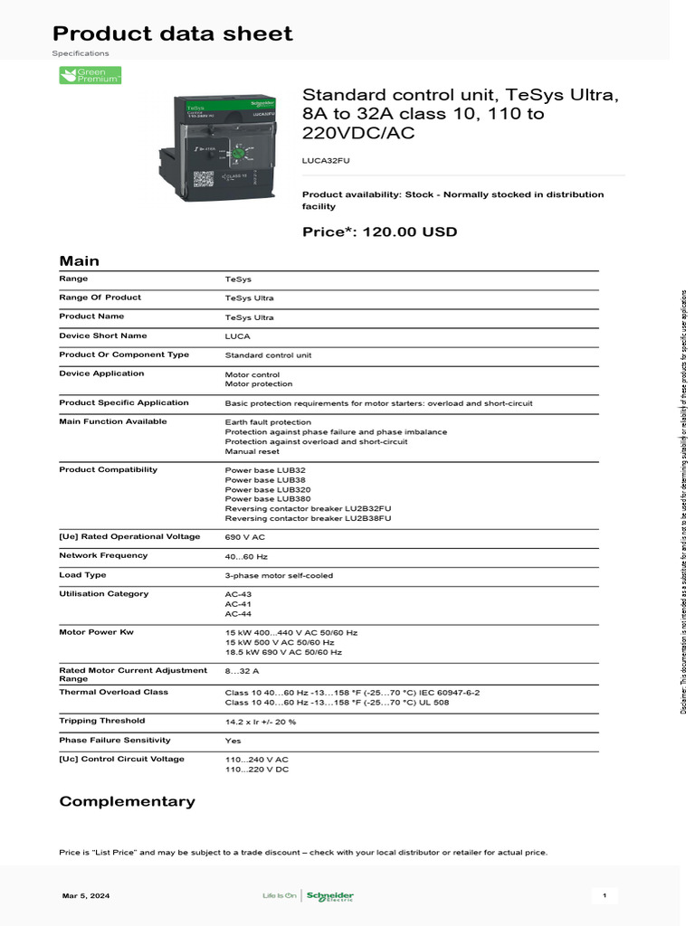 Schneider Electric - TeSys-Ultra-Combination-Motor-Starter - LUCA32FU ...