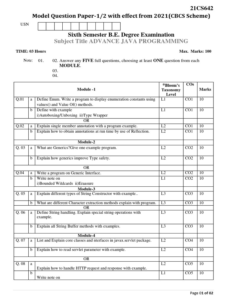 Model Question Paper II - 21cs642 - 6 Sem (2021 Scheme) | PDF | Computer Programming | Software ...