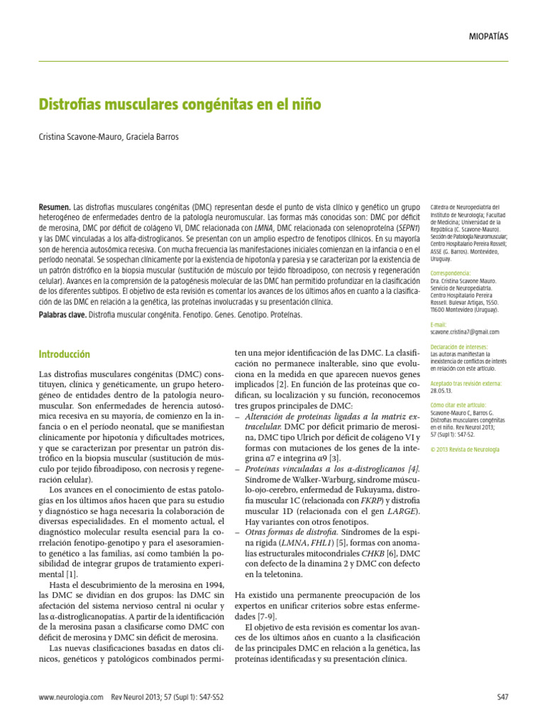 Clasificación de Distrofias Musculares Congénitas | PDF | Discapacidad ...