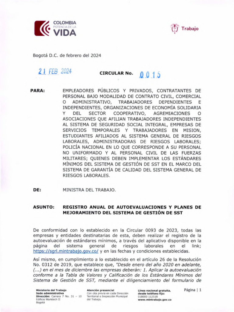 Circular 015 de 2024 | PDF