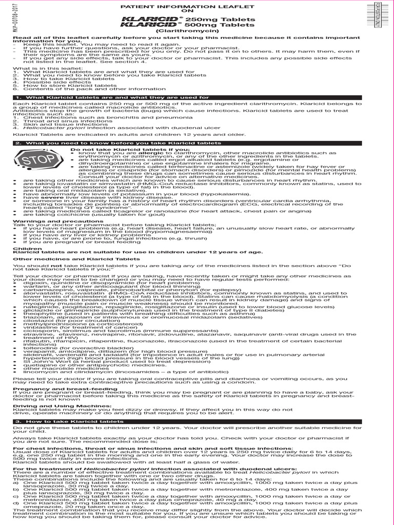 250mg Tablets 500mg Tablets: 1. What Klaricid Tablets Are and What They ...