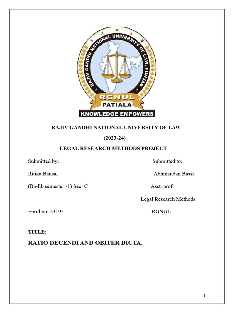 LRM Project | PDF | Precedent | Obiter Dictum
