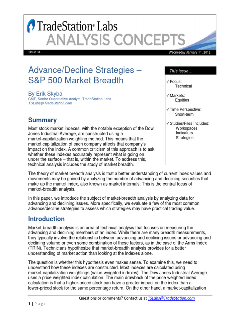 Advance Decline Strategies SP 500 Market Breadth | PDF | Technical ...