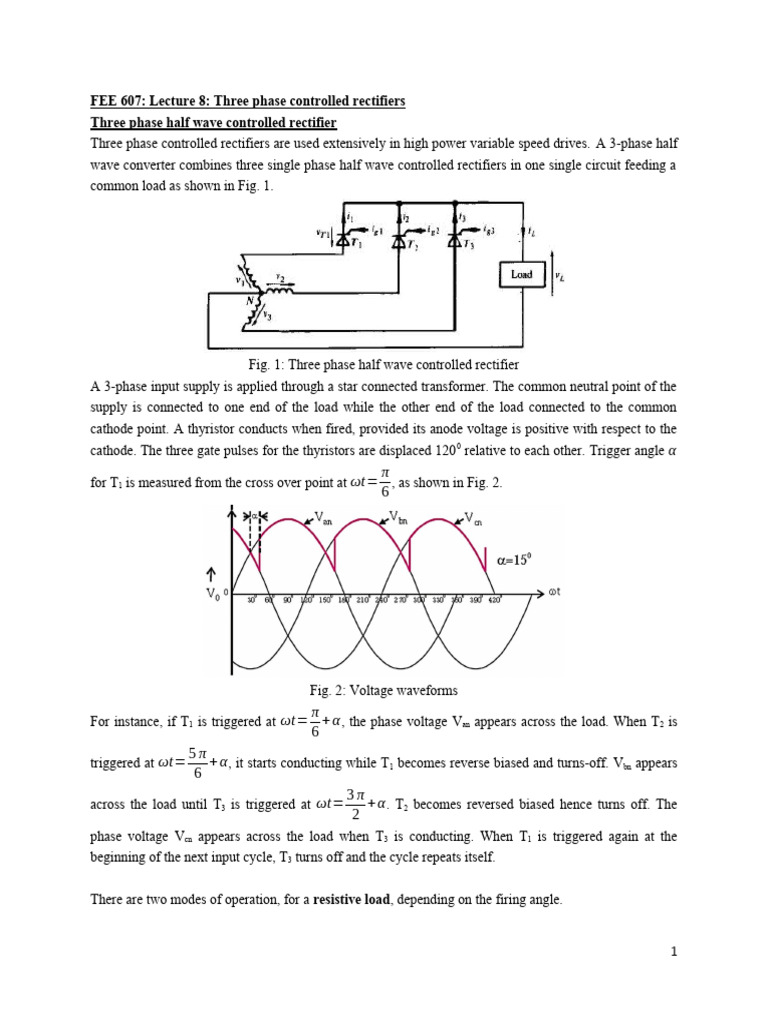 FEE607 Lecture 8 - Three Phase Controlled Rectification-1 | PDF ...