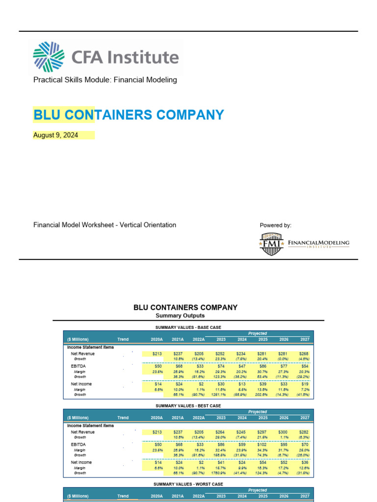 Blu Containers Worksheet - Beginner | PDF | Equity (Finance) | Depreciation