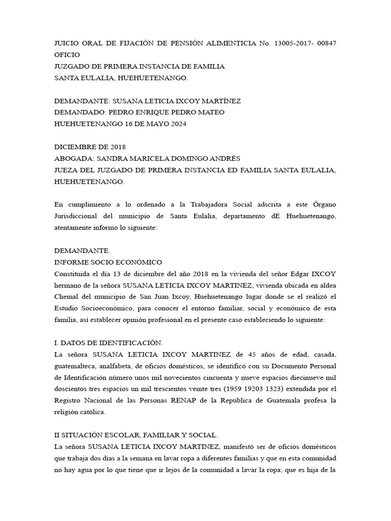 Informe sobre Pensión Alimenticia 2018 | PDF | Guatemala