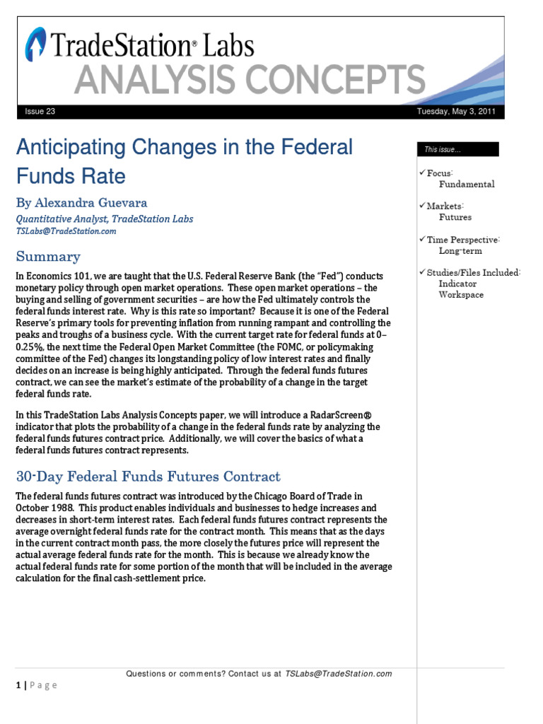 Anticipating Changes in The Federal Funds Rate | PDF | Federal Funds Rate | Federal Reserve