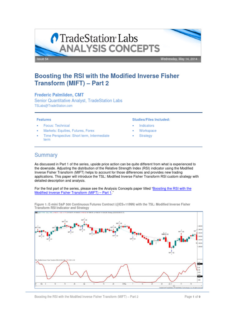 Boosting The RSI With Modified Inverse Fisher Transform MIFT Part 2 | PDF | Financial Markets ...