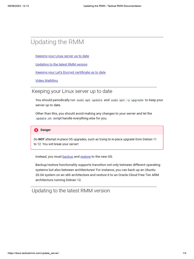 Linux Server & RMM Update Guide | PDF | Software | Computer Engineering
