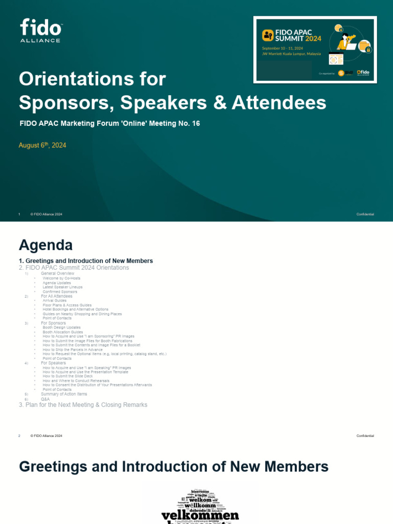 FIDO APAC Summit 2024 - Orientations - 6 Aug 2024 | PDF