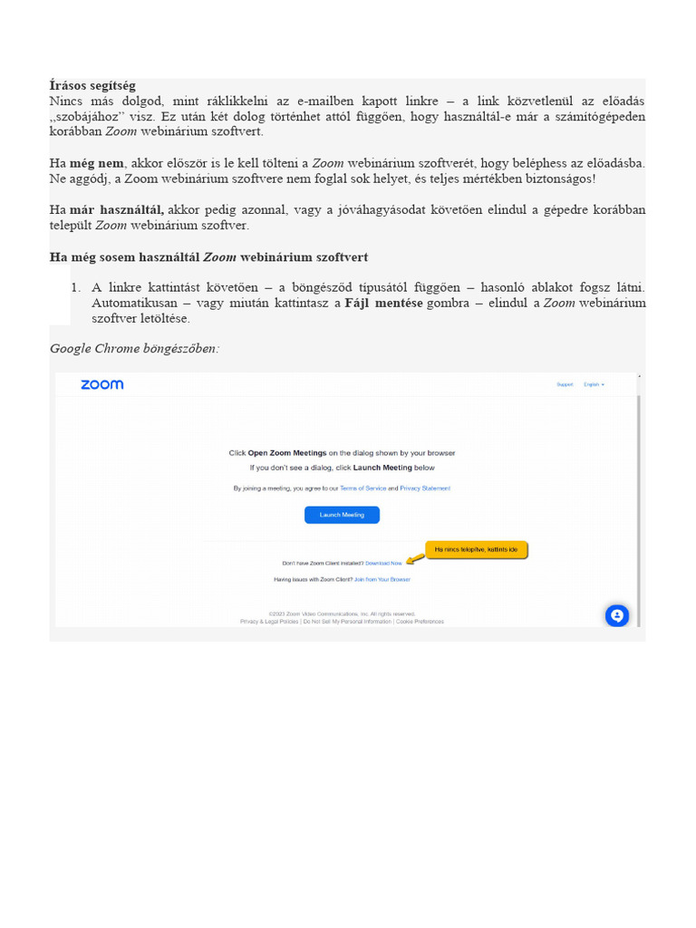 Írásos Segítség ZOOM Használati Utasítás | PDF