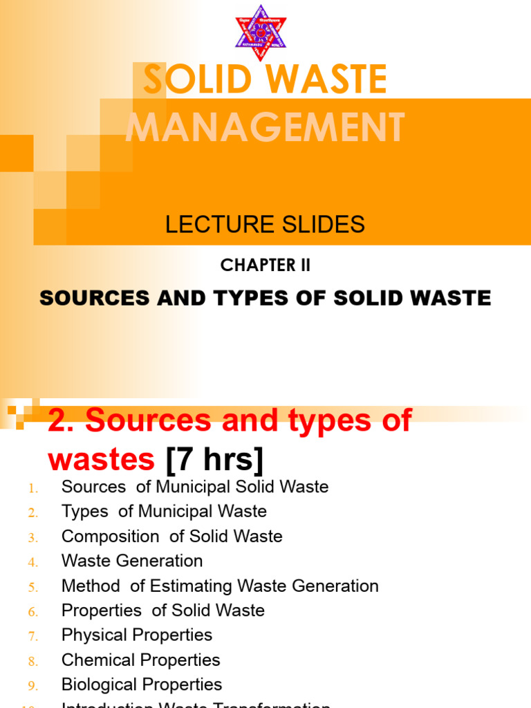 Ch-2-1swm-Sources and Types of Solid Waste | PDF | Waste | Municipal Solid Waste