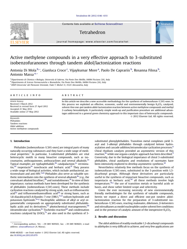 Active Methylene Compounds1-S2.0-S0040402012007971-Main | PDF | Chemical Reactions | Organic ...