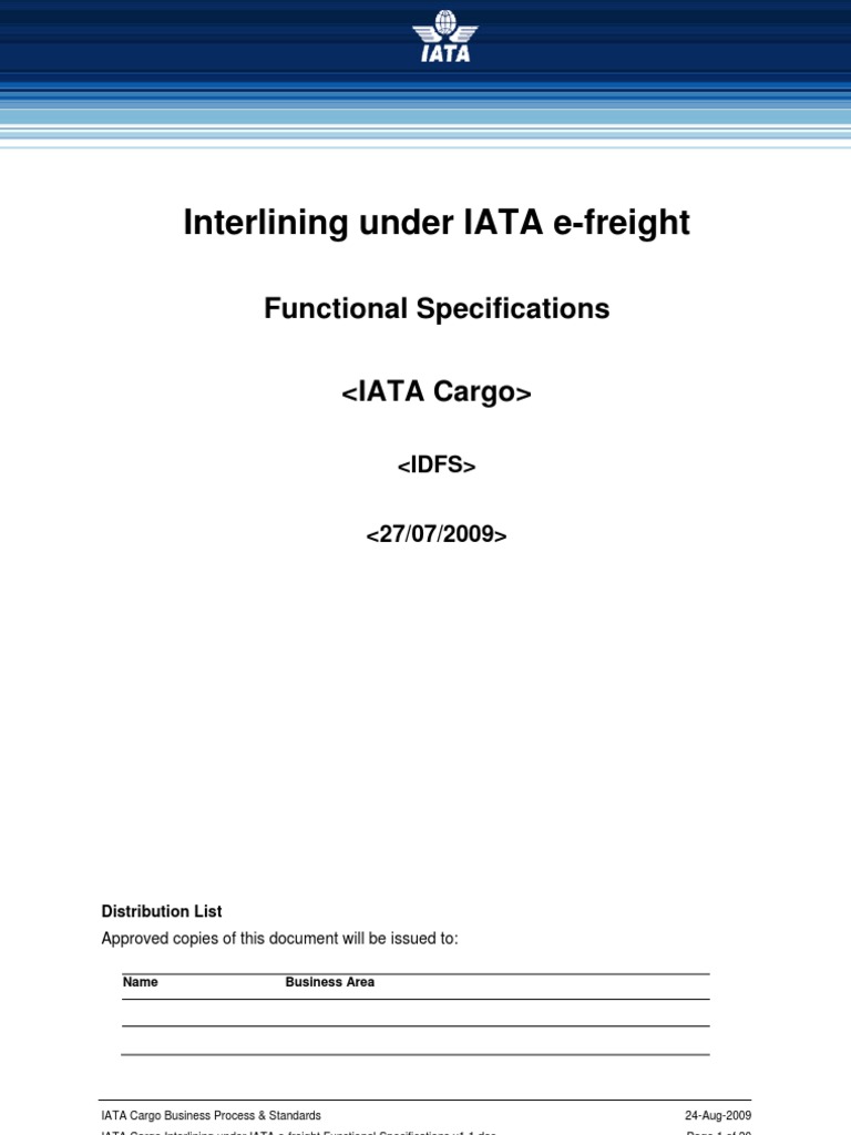 IATA e-Freight Interlining Specifications | PDF | Cargo | Industries