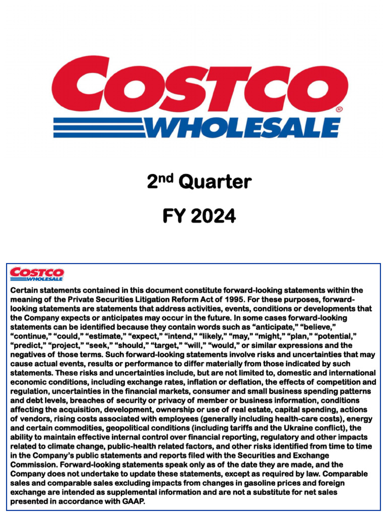 Costco Investor Relations Presentation Q2-Fy-24 | PDF | Costco | Risk