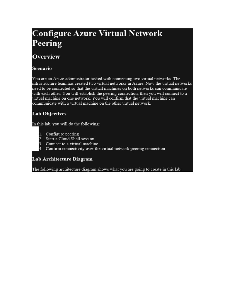 Configure Azure Virtual Network Peering | PDF | Computer Network | Microsoft Azure