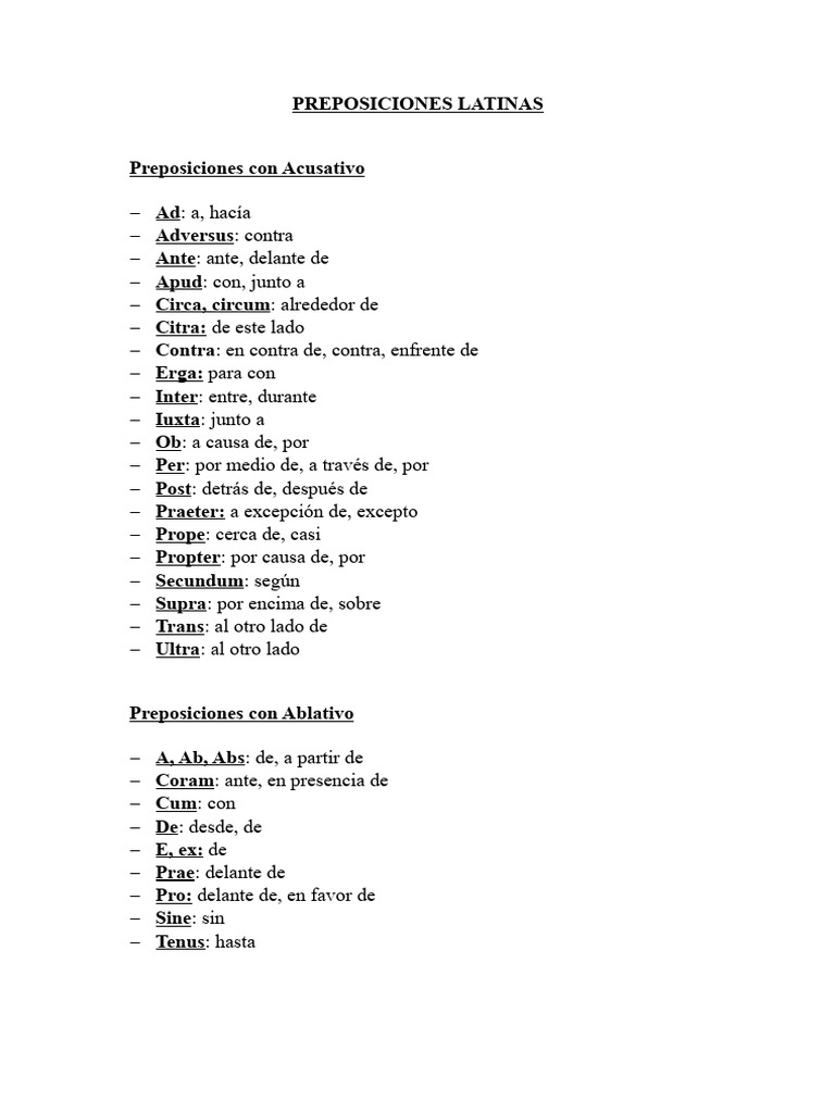 18 Preposiciones Latinas | PDF