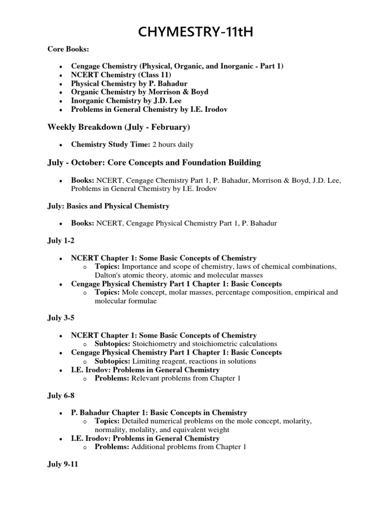 Class 11 Chemistry Study Guide | PDF | Redox | Chemical Equilibrium