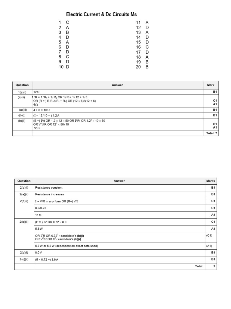 Electric Current and DC Circuits Exam Guide | PDF | Electrical Engineering | Electricity