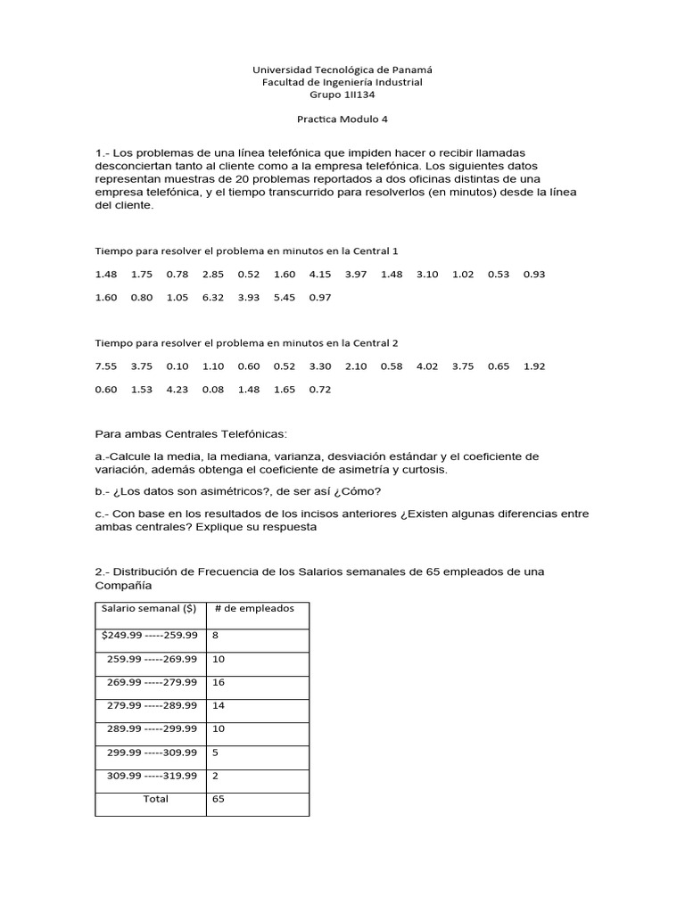 Practica Modulo 4 | PDF | Mediana | Residuos