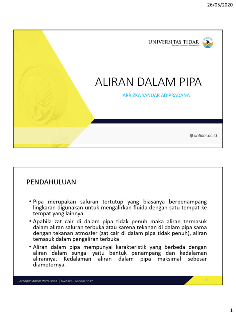 Aliran Dalam Pipa | PDF | Teknologi & Rekayasa