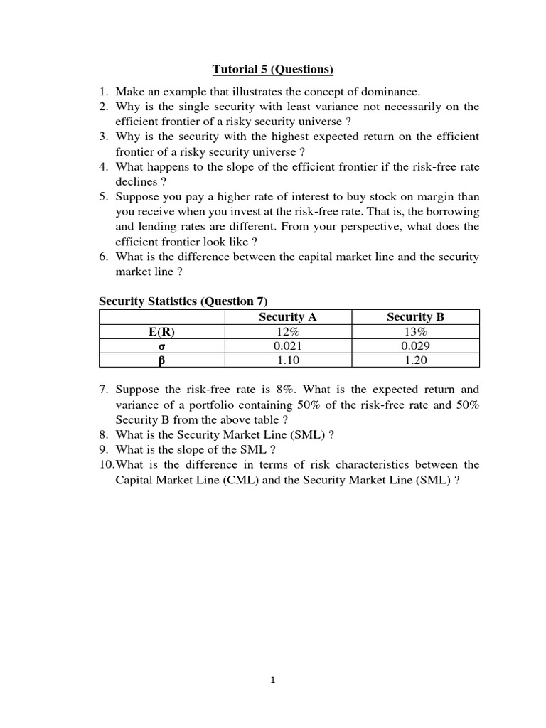 Tutorial 5 (Questions) | PDF | Finance & Money Management
