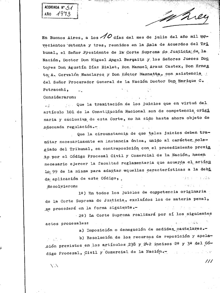 CSJN - Acordada 51-1973 | PDF