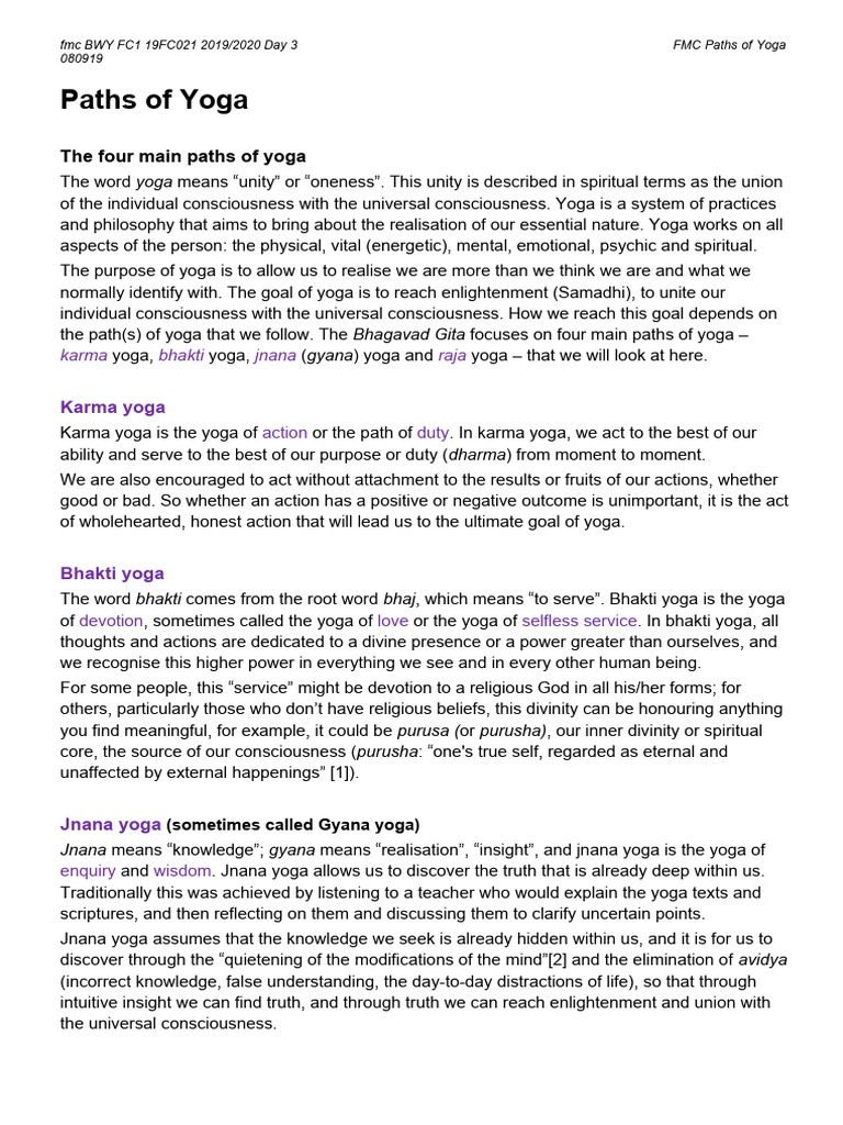 Paths of Yoga | PDF | Yoga | Bhakti